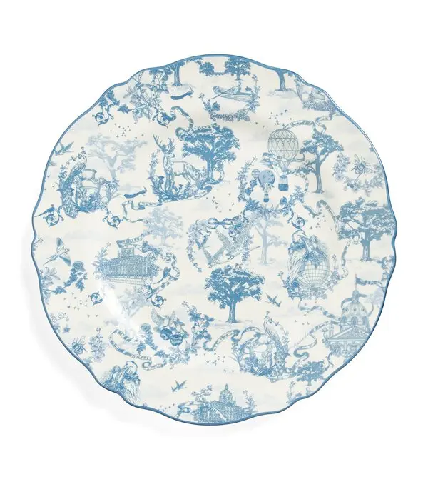Harrods Bone China Toile Dinner Plate - Blue