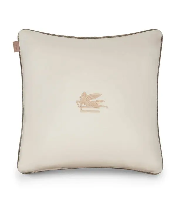 Etro Cotton Bloom Print Embroidered Cushion - Grey