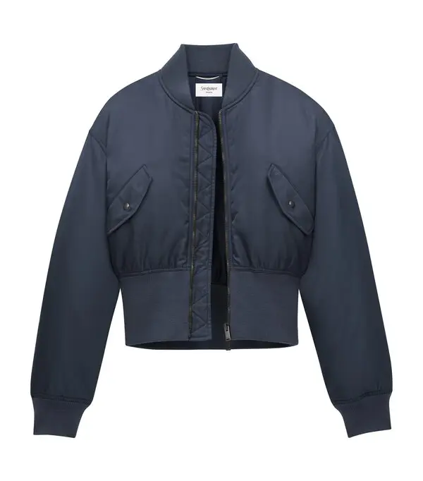 Saint Laurent Padded Bomber Jacket - Blue