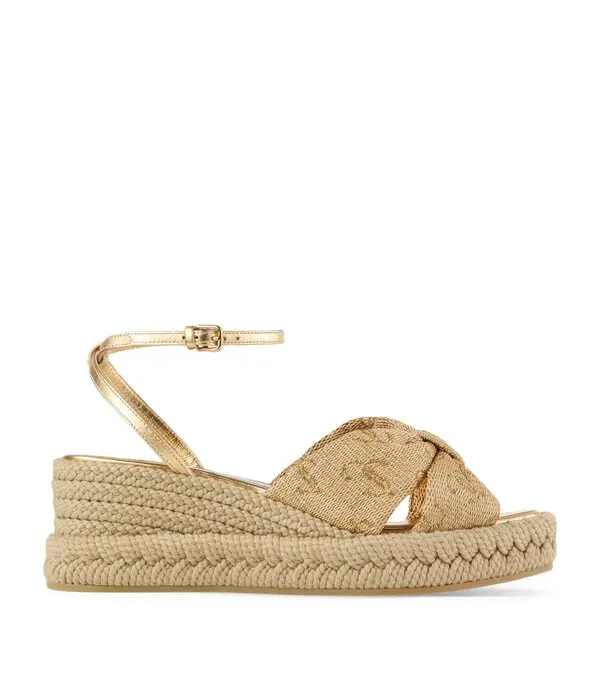 JIMMY CHOO Aella Raffia Wedge Espadrilles - Gold