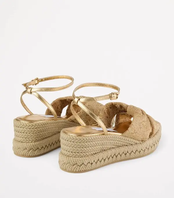 JIMMY CHOO Aella Raffia Wedge Espadrilles - Gold