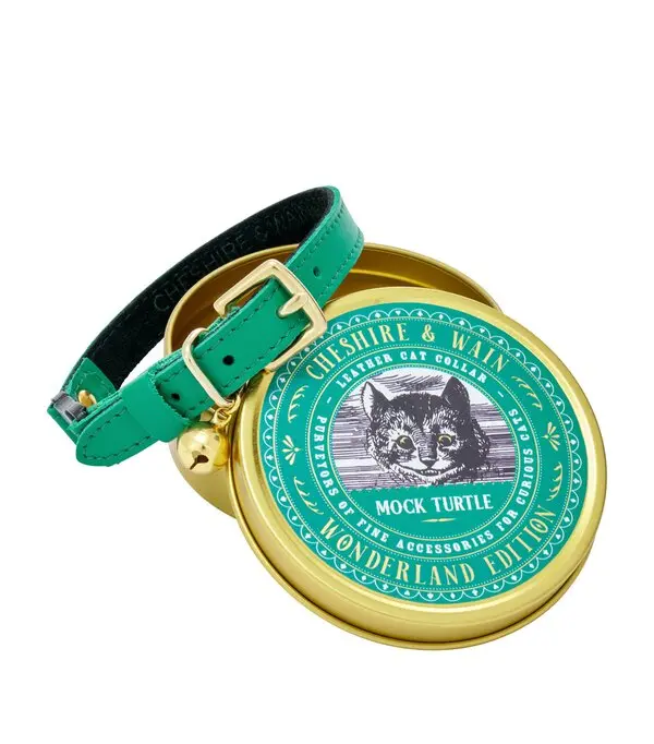 CHESHIRE & WAIN Small Leather Wonderland Cat Collar - Green