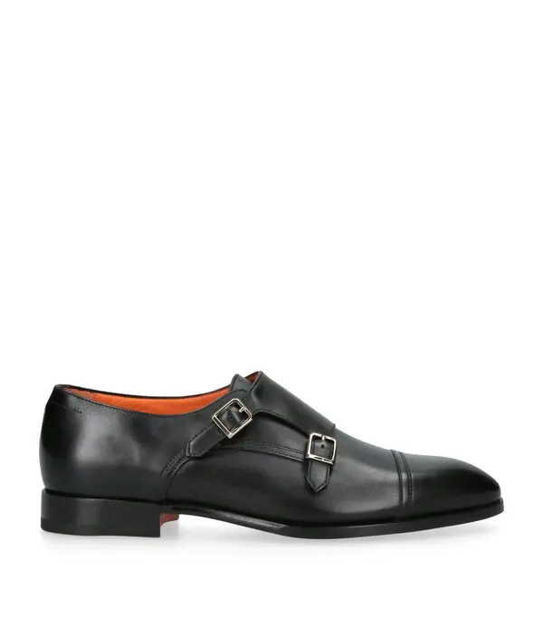 Santoni Leather Adrian Blake Monk Shoes
