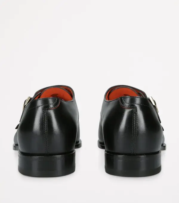 Santoni Leather Adrian Blake Monk Shoes