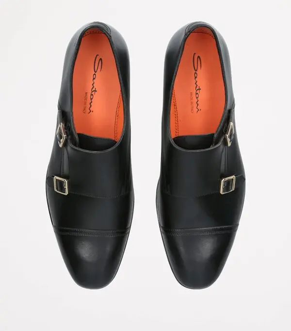 Santoni Leather Adrian Blake Monk Shoes