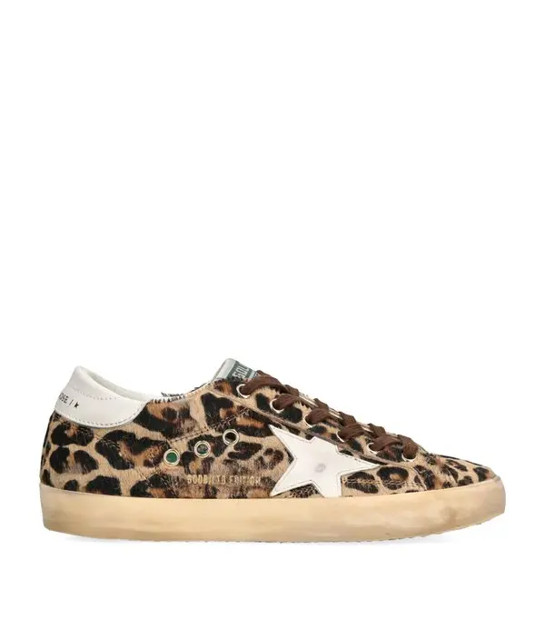 GOLDEN GOOSE Super-star Leopard Print Pony Skin Sneakers - Brown