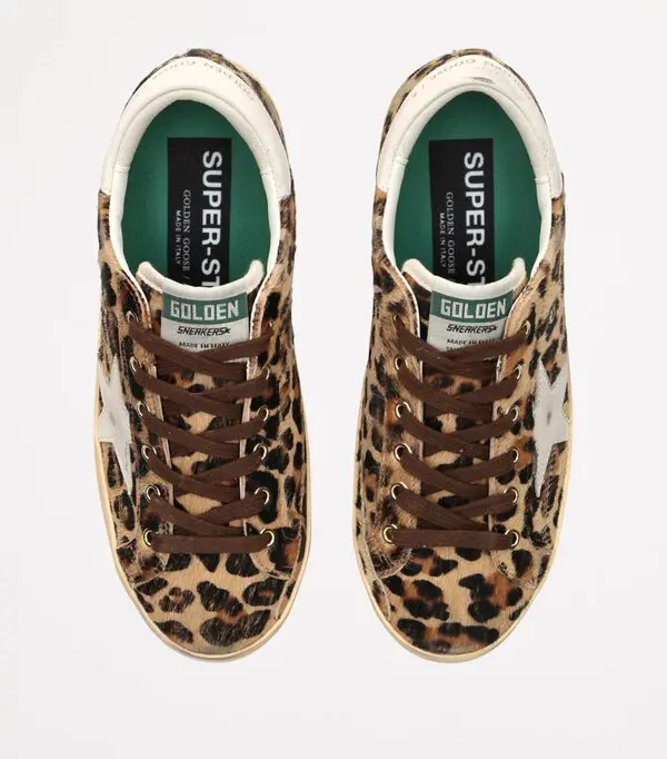 GOLDEN GOOSE Super-star Leopard Print Pony Skin Sneakers - Brown