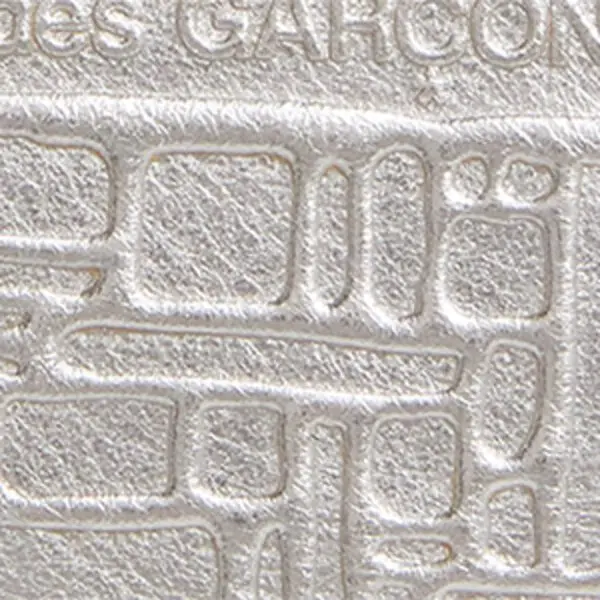 Comme Des Garçons Leather Zipped Logo Embossed Card Holder - Silver