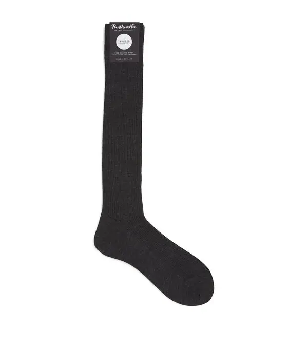 Pantherella Merino Wool-blend Over-the-calf Socks - Grey