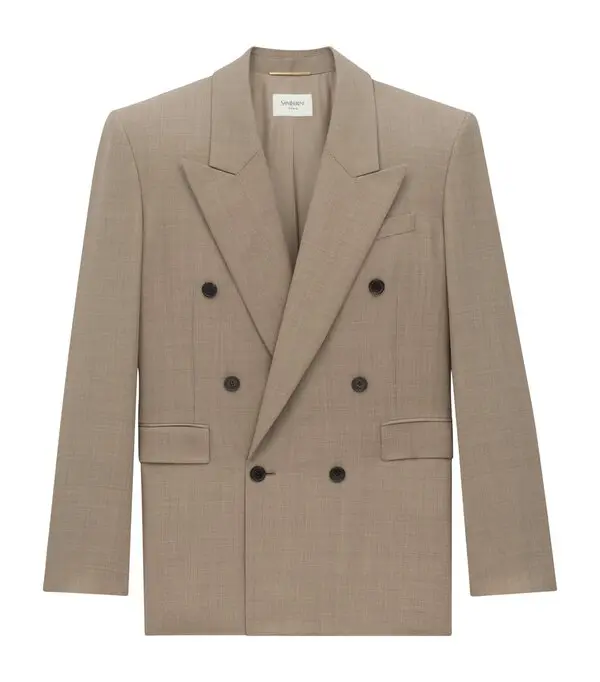 Saint Laurent Wool Double-breasted Blazer - Grey