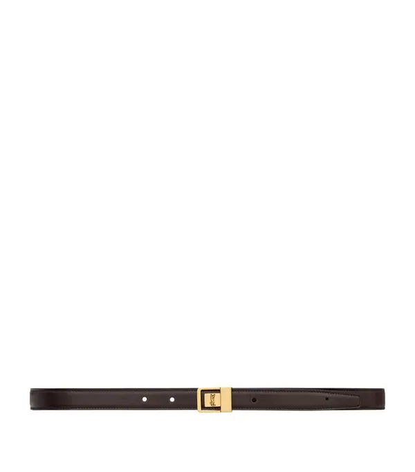Saint Laurent Leather Belt With Monogram Buckle - Brown