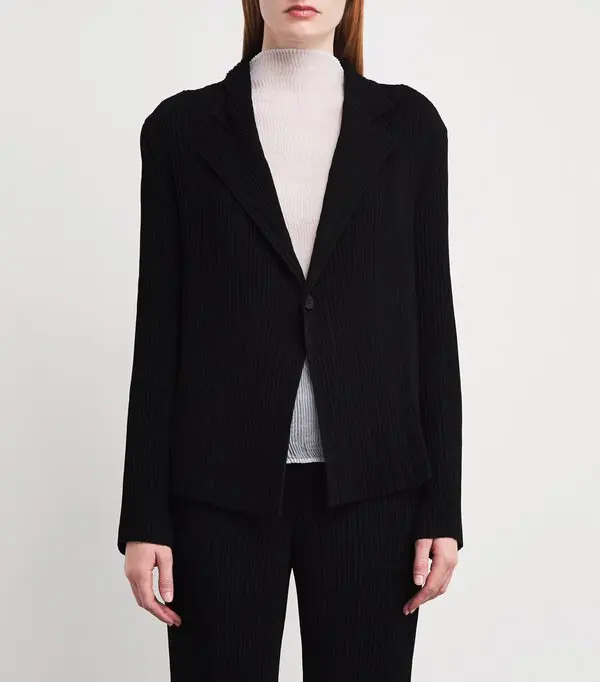 Issey Miyake Hatching Pleats Single-breasted Blazer
