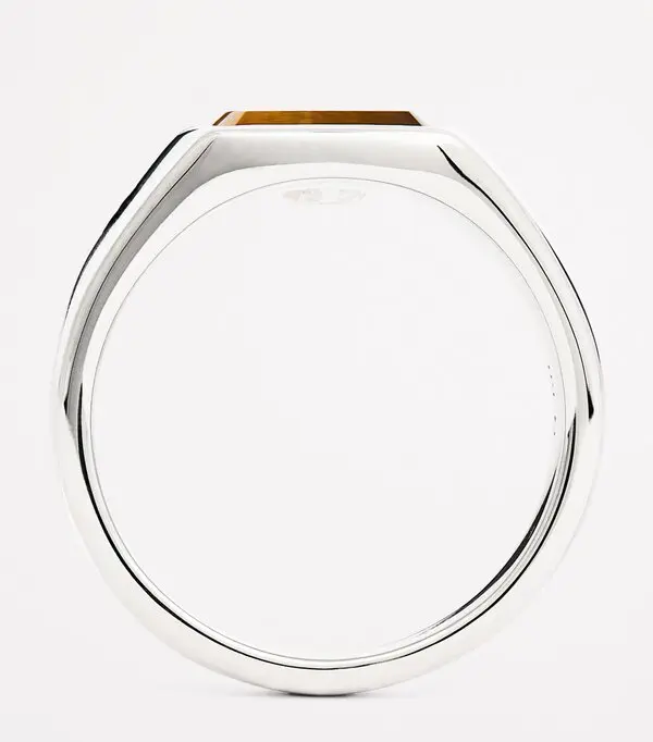 Tom Wood Rhodium-plated Sterling Tiger Eye Ring