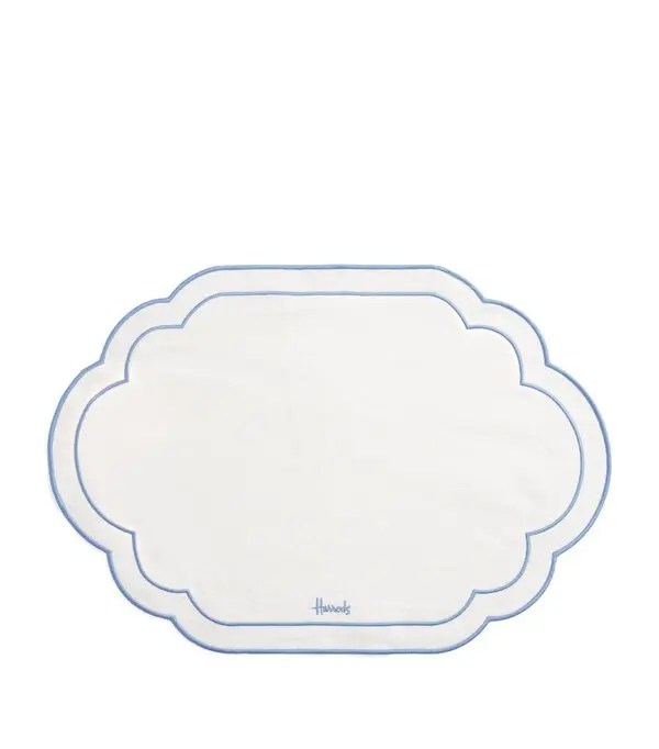 Harrods Linen Embroidered Placemat - Blue