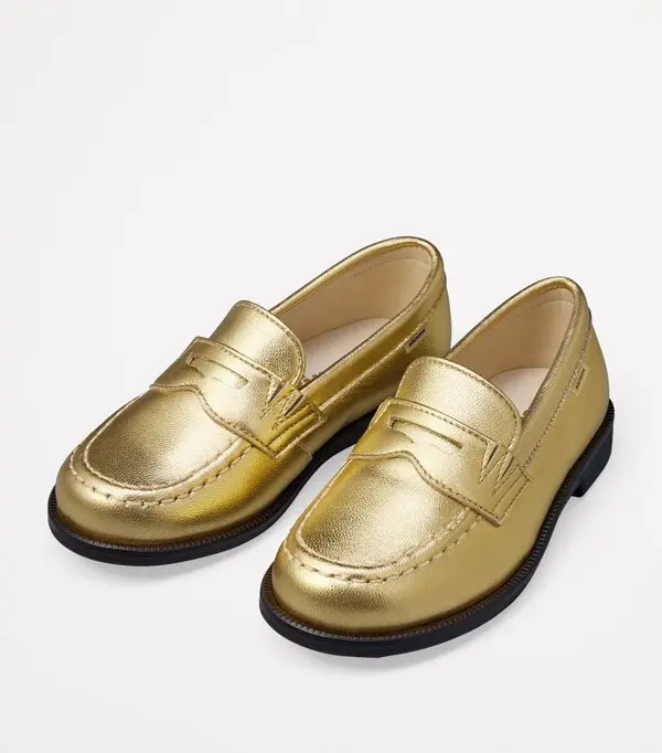 MIKI HOUSE Metallic Leather Loafers