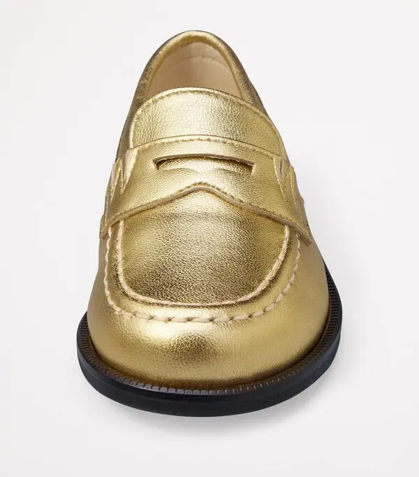 MIKI HOUSE Metallic Leather Loafers