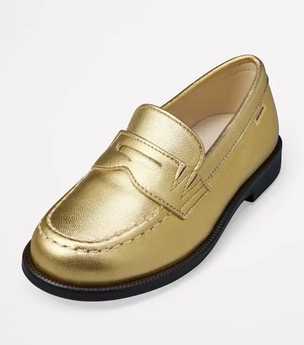 MIKI HOUSE Metallic Leather Loafers