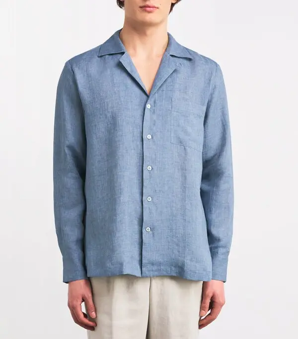 LARDINI Linen Shirt - Blue