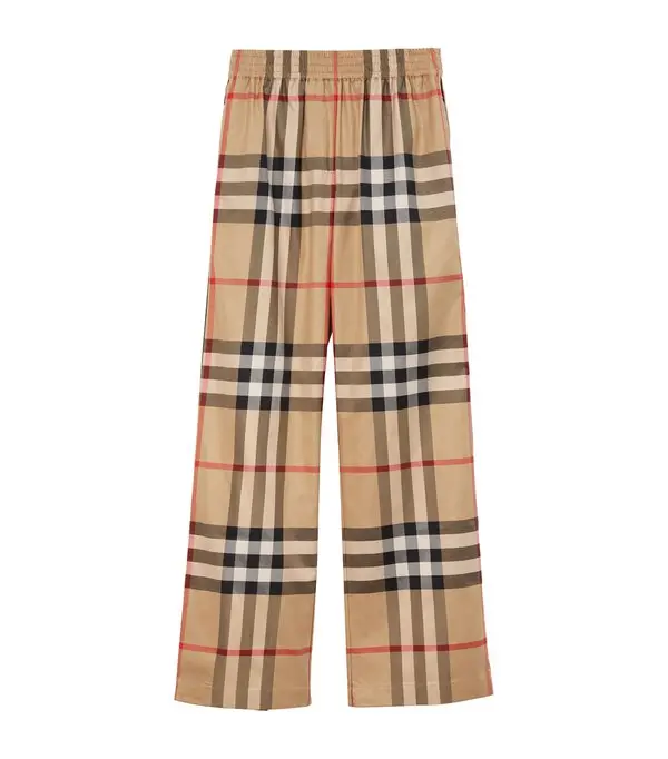 Burberry Cotton Check Trousers - Beige