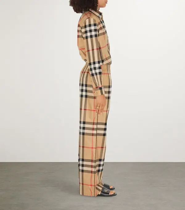 Burberry Cotton Check Trousers - Beige