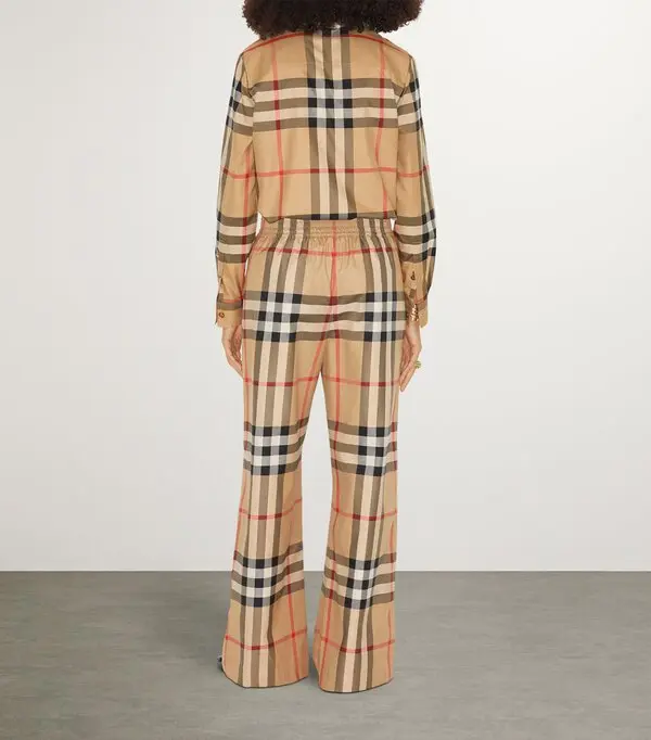Burberry Cotton Check Trousers - Beige