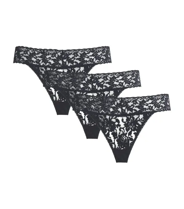 Hanky Panky Lace Low-rise Thongs - Black