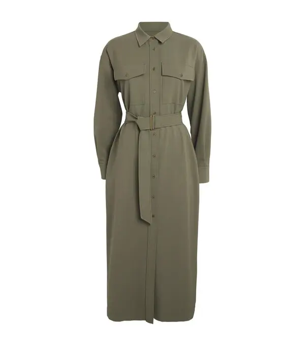 Max Mara Belted Shirt Midi Dress In Green - 31% Off