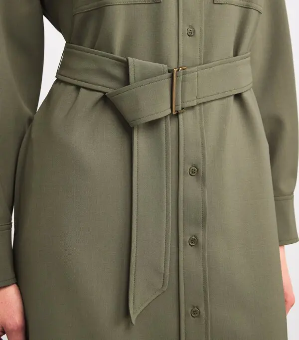 Max Mara Belted Shirt Midi Dress In Green - 31% Off