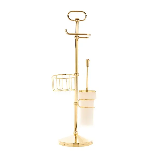 ZODIAC Cylinder Toilet Brush Stand - Gold