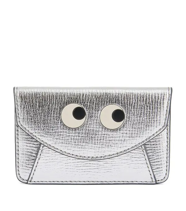 ANYA HINDMARCH Metallic Leather Eyes Card Holder - Black