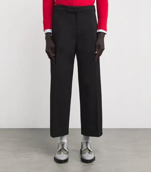 Thom Browne Cotton Straight Trousers - Black