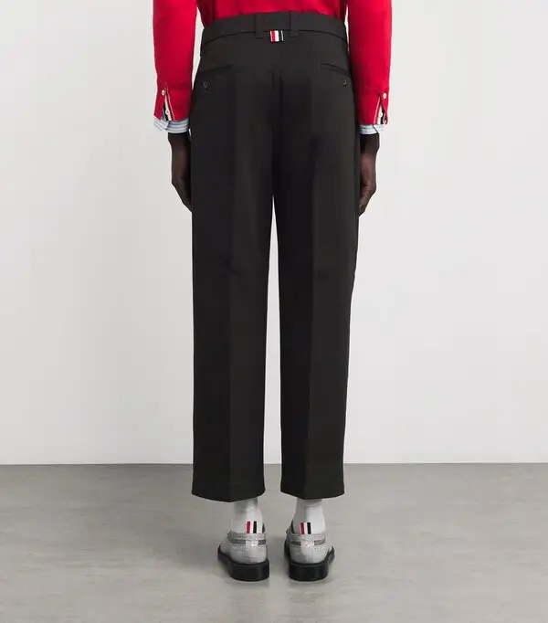 Thom Browne Cotton Straight Trousers - Black