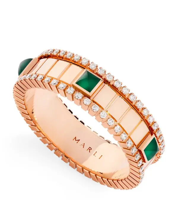 MARLI NEW YORK Diamond And Agate Spinning Ring - Rose Gold