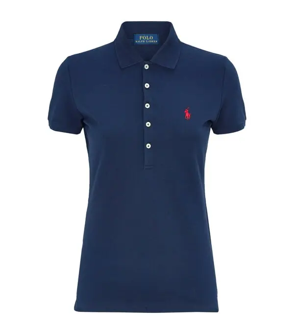 Polo Ralph Lauren Julie Stretch-cotton Polo Shirt - Navy