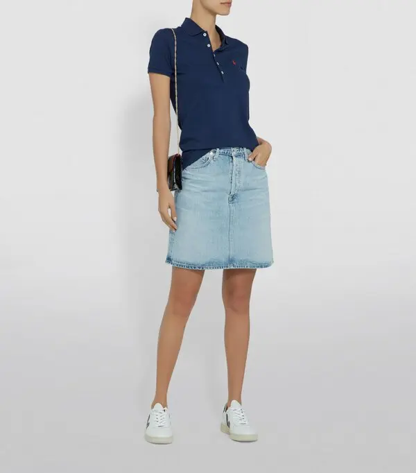Polo Ralph Lauren Julie Stretch-cotton Polo Shirt - Navy