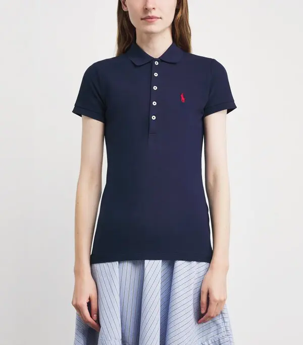Polo Ralph Lauren Julie Stretch-cotton Polo Shirt - Navy