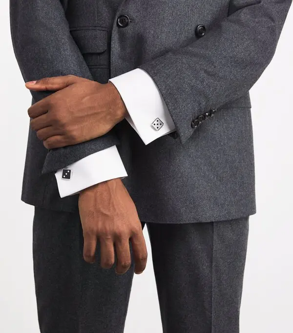 BABETTE WASSERMAN LONDON Onyx And Mother-of-pearl Dice Cufflinks