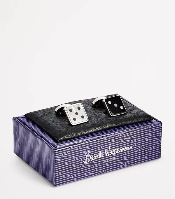 BABETTE WASSERMAN LONDON Onyx And Mother-of-pearl Dice Cufflinks