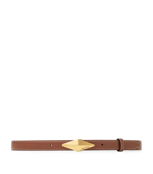JIMMY CHOO Leather Diamond Belt - Brown