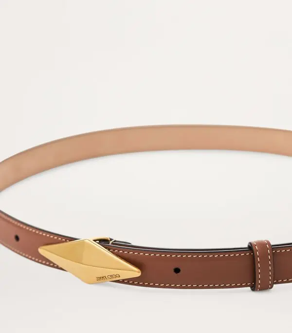 JIMMY CHOO Leather Diamond Belt - Brown