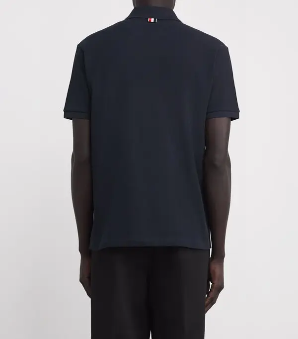 Thom Browne Cotton Appliqué Polo Shirt - Navy