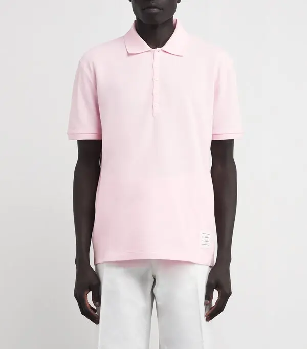 Thom Browne Cotton Appliqué Polo Shirt - Pink
