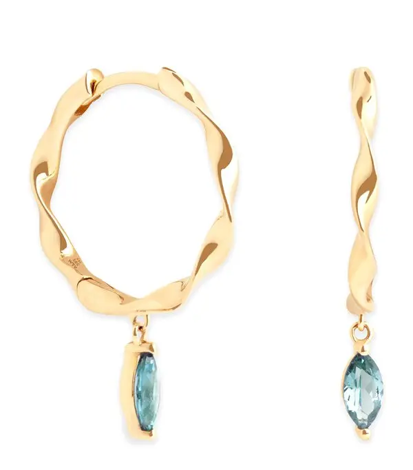 ASTRID & MIYU Twist Hoop Earrings With Alexandrite - Gold