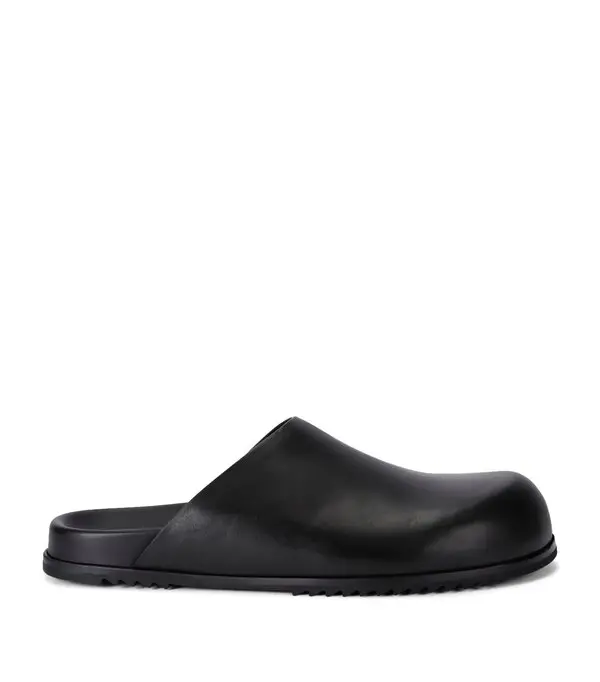 Rick Owens Leather Granola Mules - Black