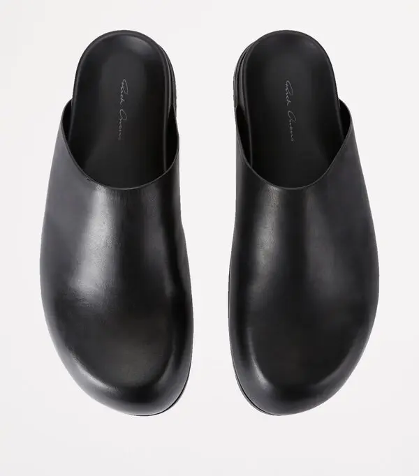 Rick Owens Leather Granola Mules - Black