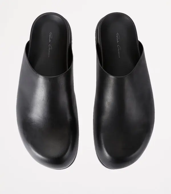 Rick Owens Leather Granola Mules - Black