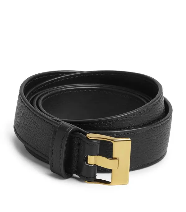Bottega Veneta Leather Intrecciato Weave Belt - Black