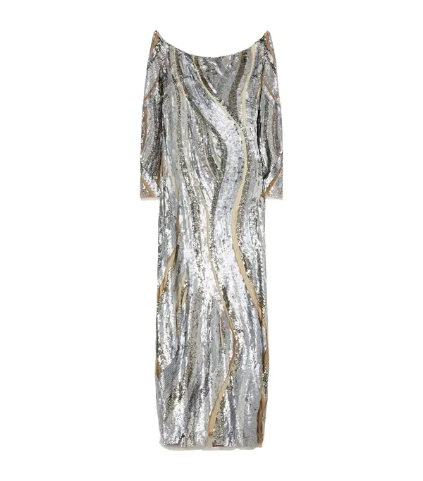 Marina Rinaldi Tulle Embroidered Maxi Dress - Nude | Editorialist