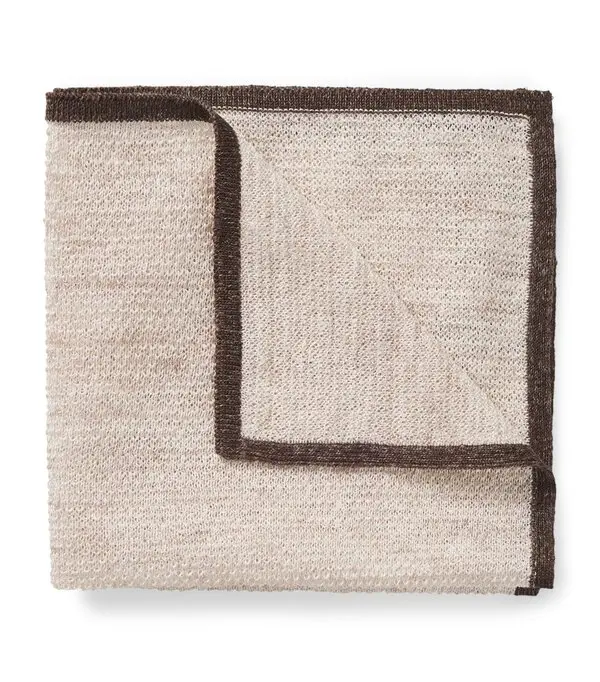 BOSS Linen-silk Pocket Square - Brown