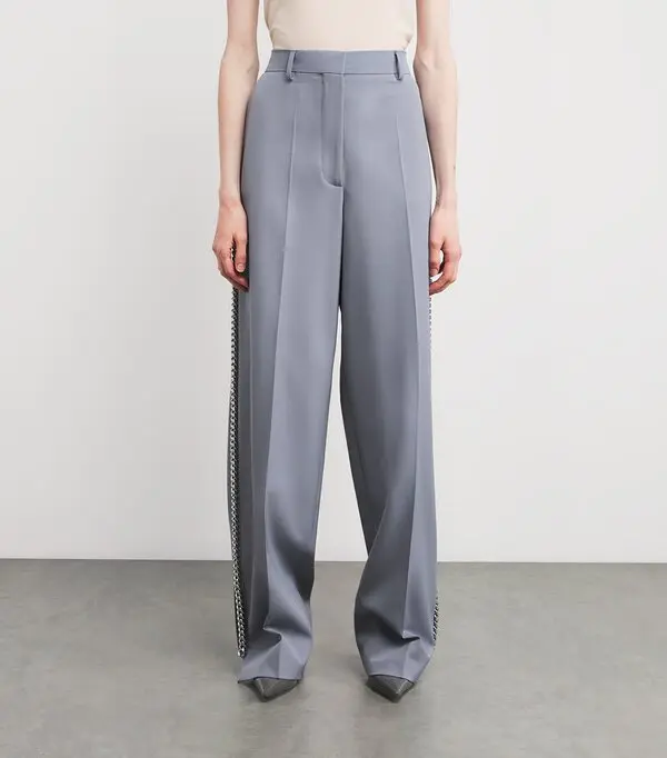 Stella McCartney Wool-stretch Straight Trousers With Chain Embellishments